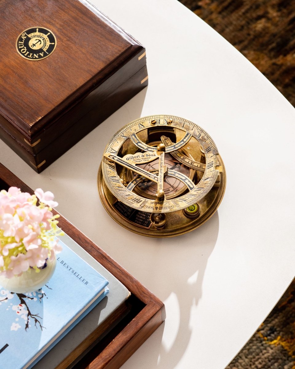 Sundial Compass with Rosewood Box, Ideal Nautical & Vintage Gift for M ...